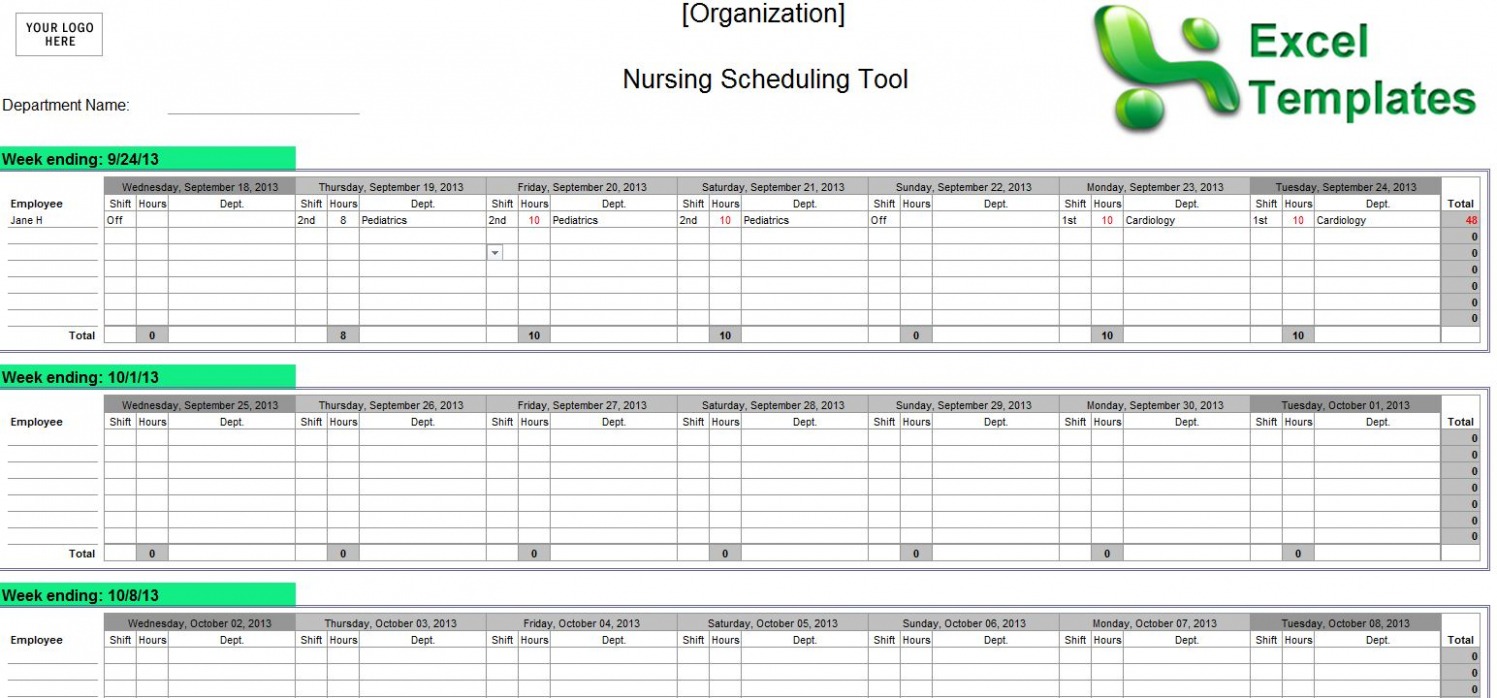 Nursing Staffing Schedule Template