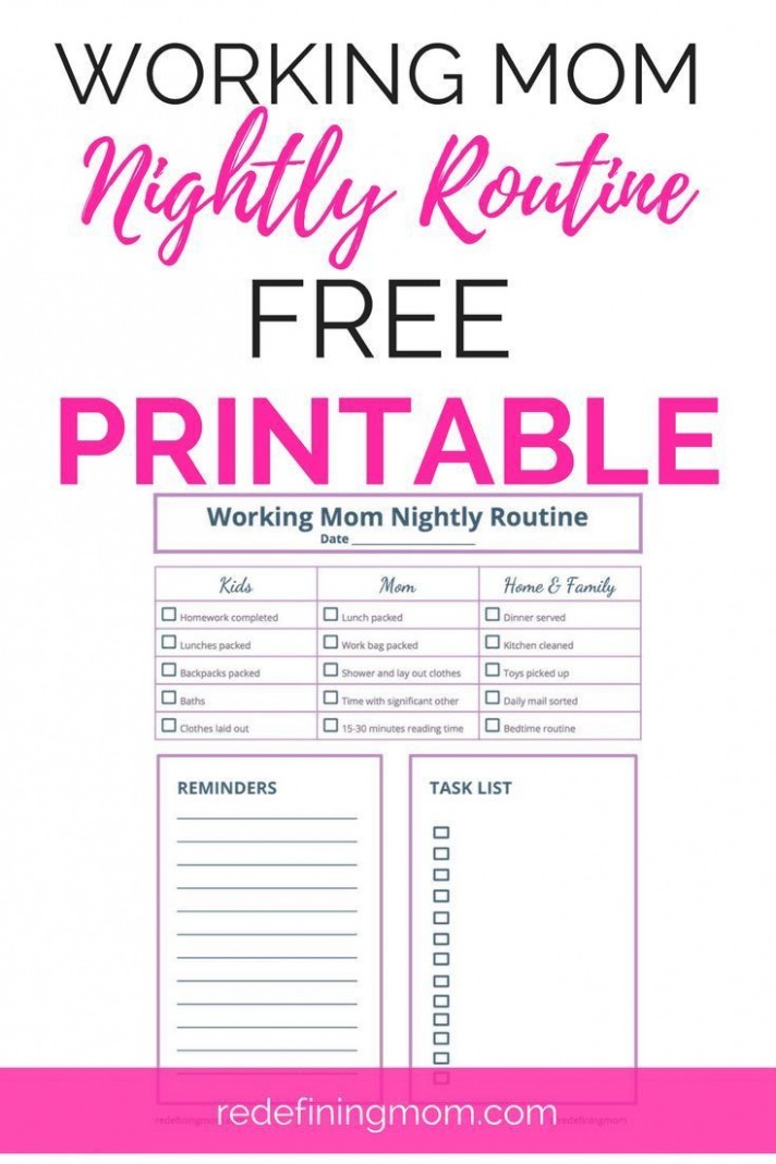 Working Mom Schedule Template Working Mom Schedule Template
