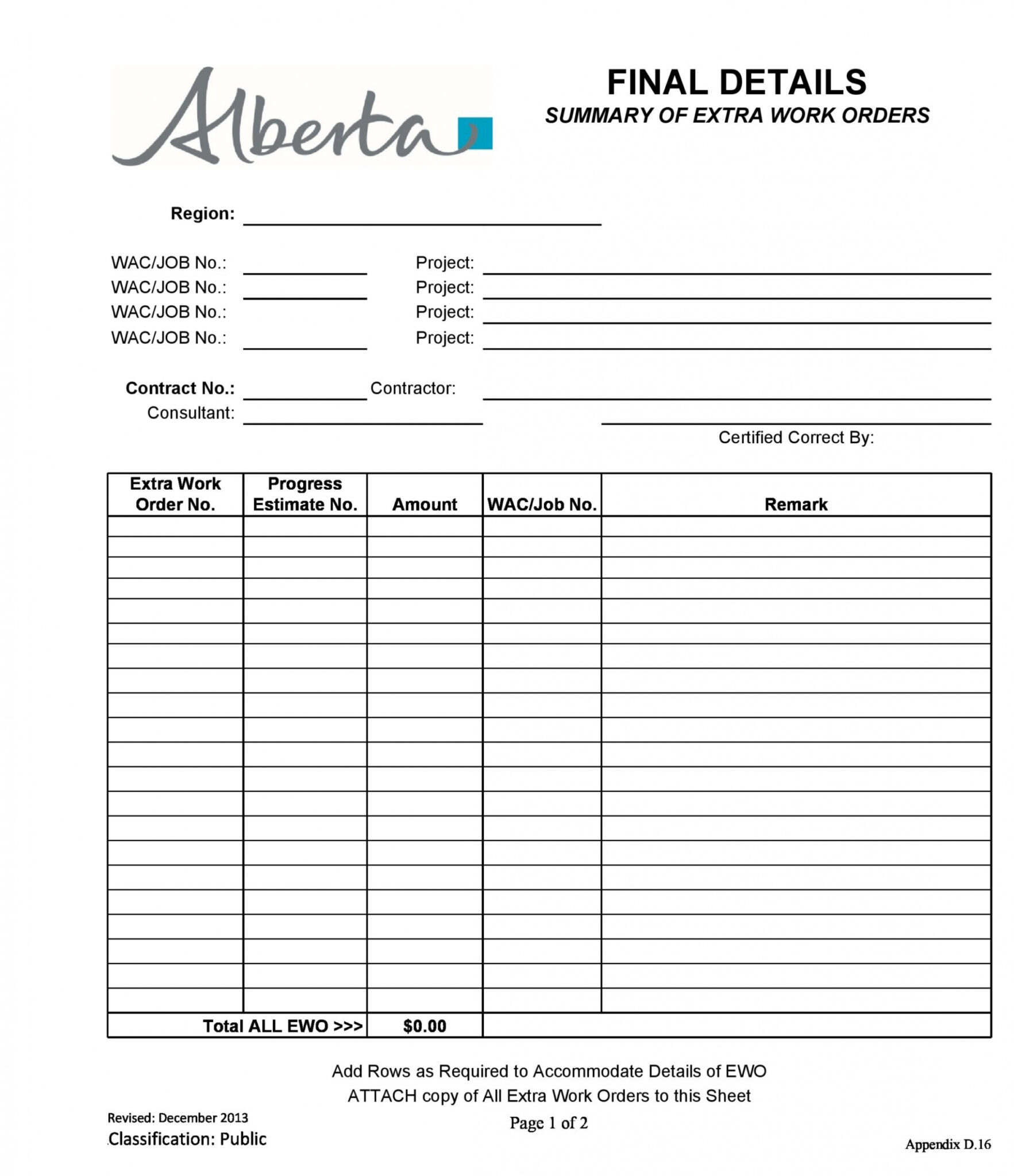 Shop Work Order Template