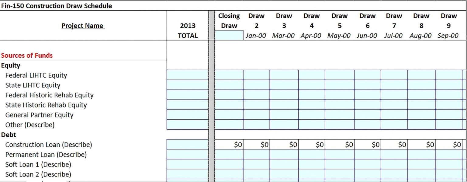 Construction Draw Schedule Template