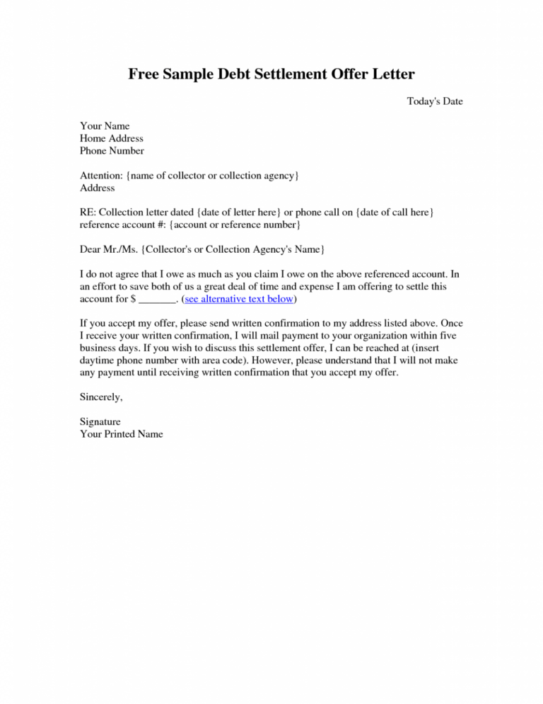 Legal Settlement Offer Letter Template