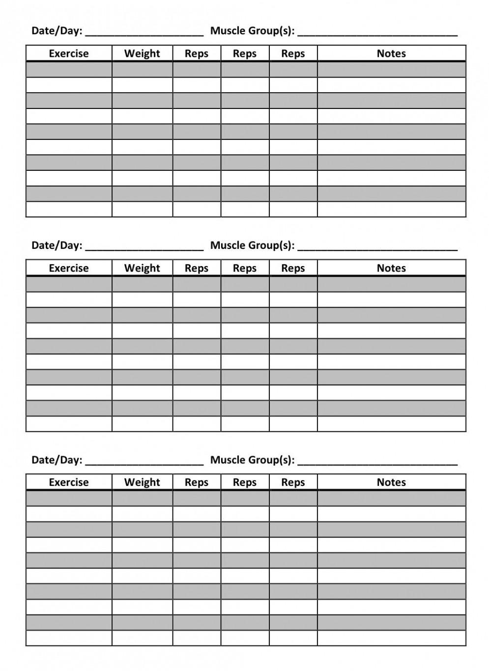 Weight Training Schedule Template Weight Training Schedule Template