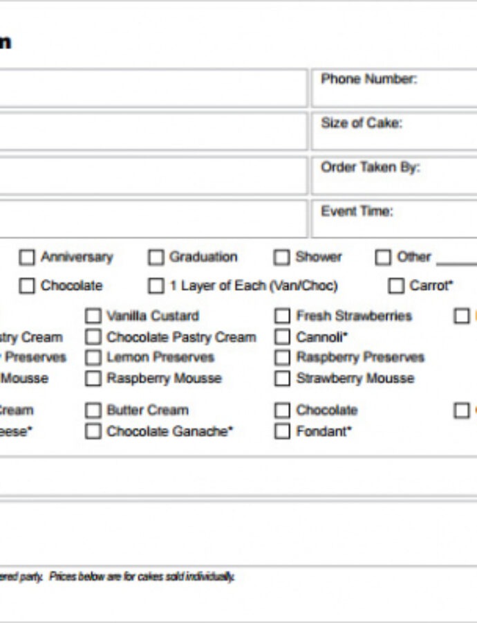 Cake Pop Order Form Template