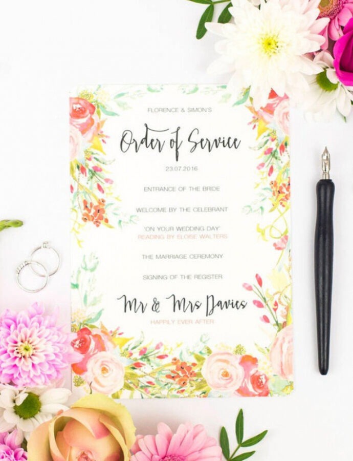 Wedding Flowers Order Form Template