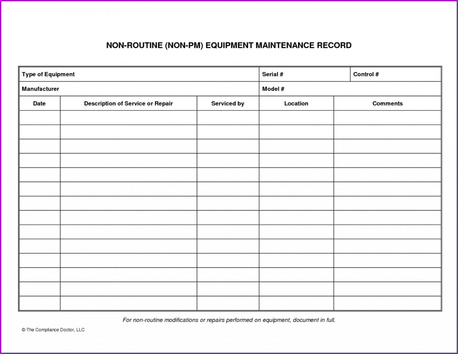 Aircraft Maintenance Work Order Template