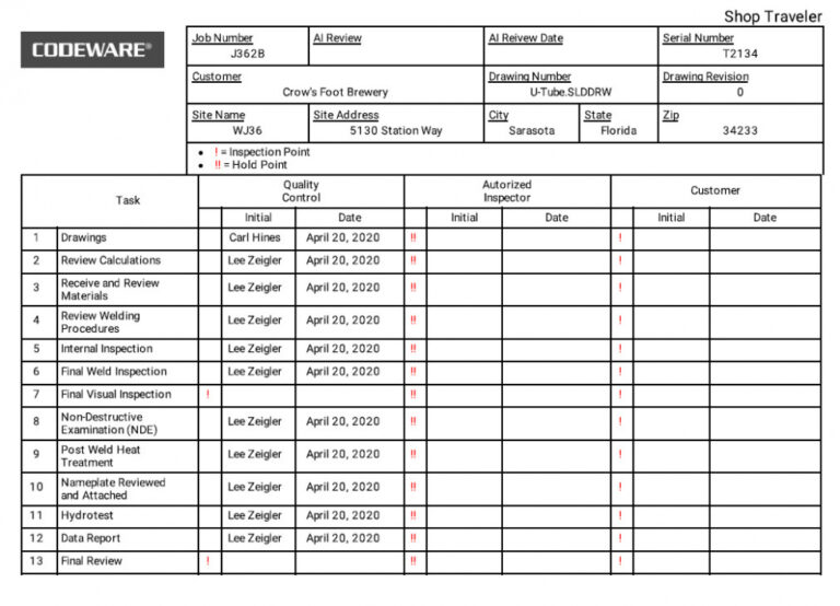 Machine Shop Work Order Template