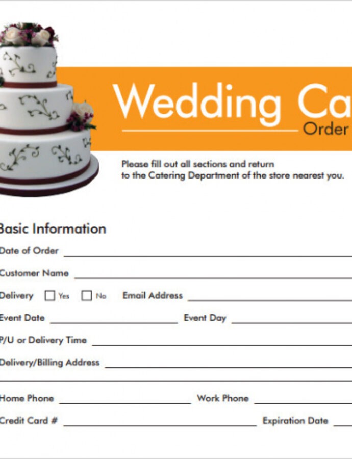 Cake And Pie Order Form Template