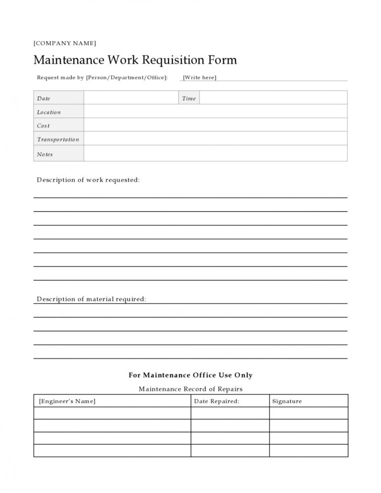 Hotel Maintenance Work Order Template