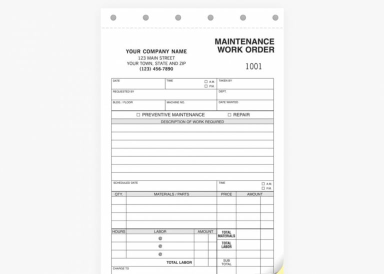 Computer Service Work Order Template