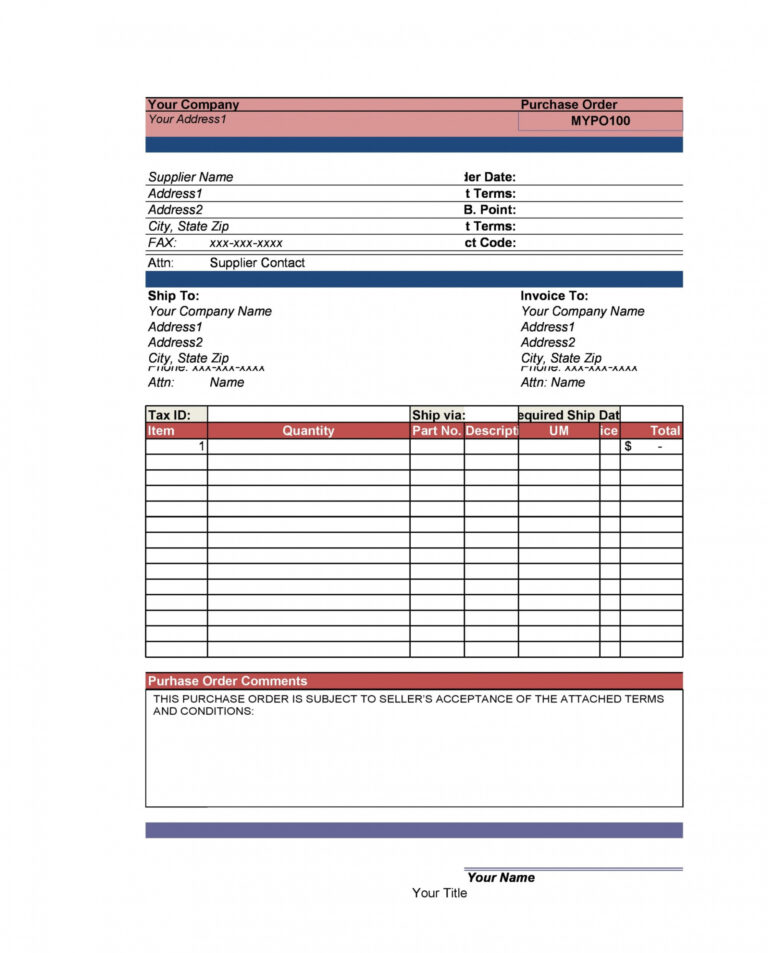 Company Car Purchase Order Template