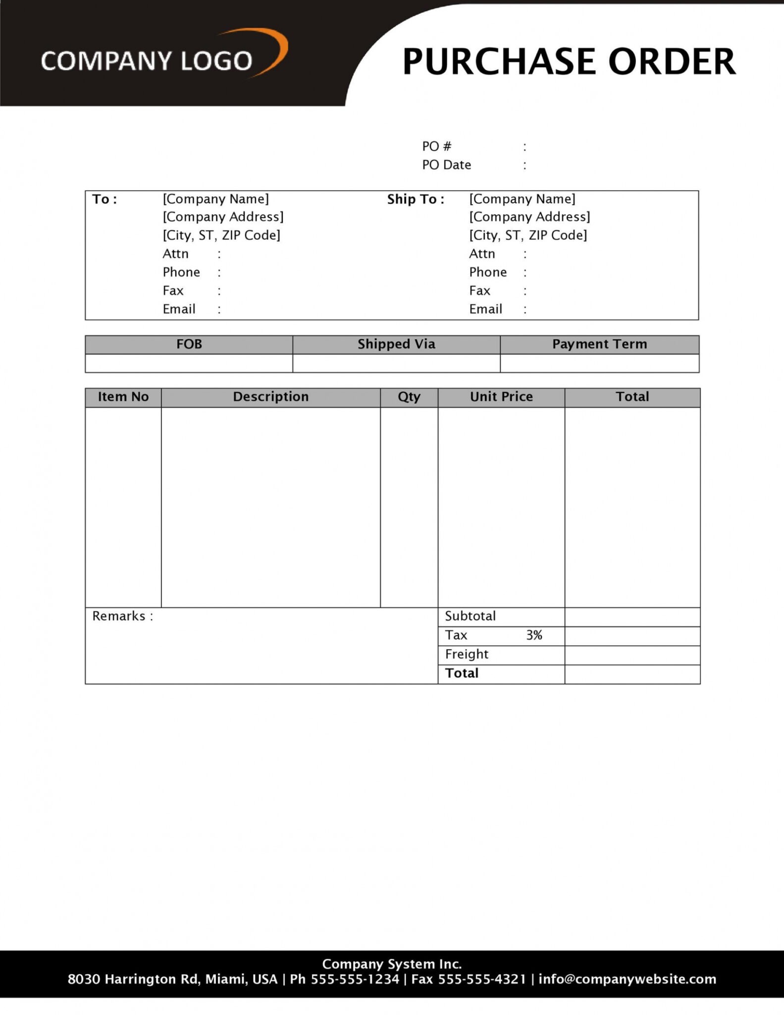 Irrevocable Corporate Purchase Order Template