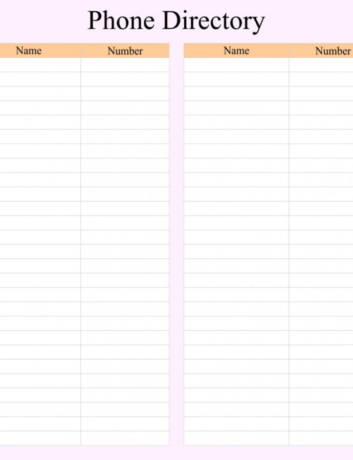 Department Phone Directory Template