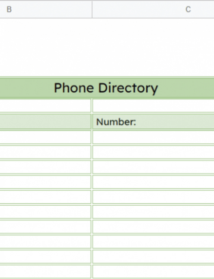 Family Phone Directory Template
