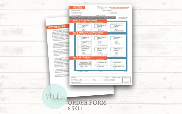 School Picture Day Order Form Template