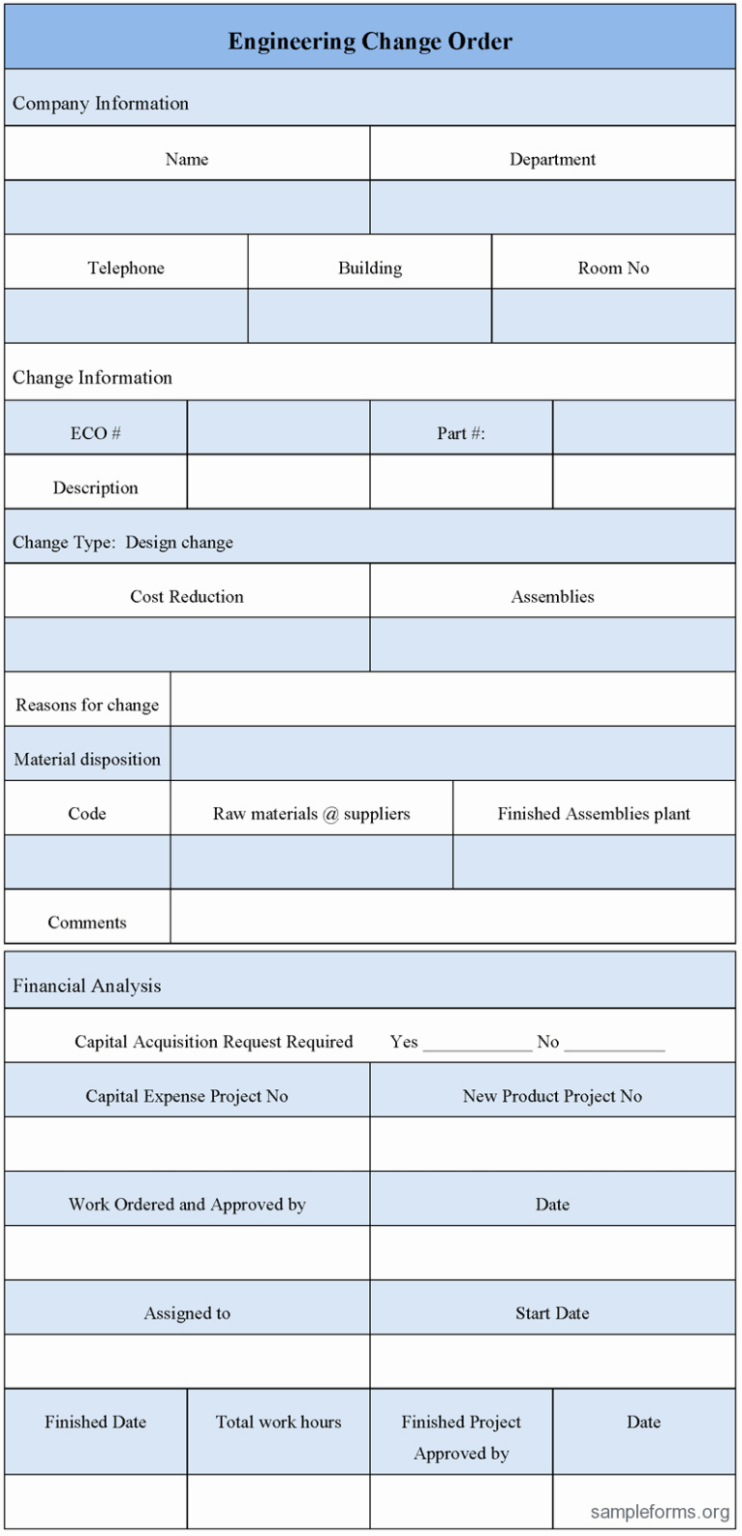 Engineering Change Order Form Template
