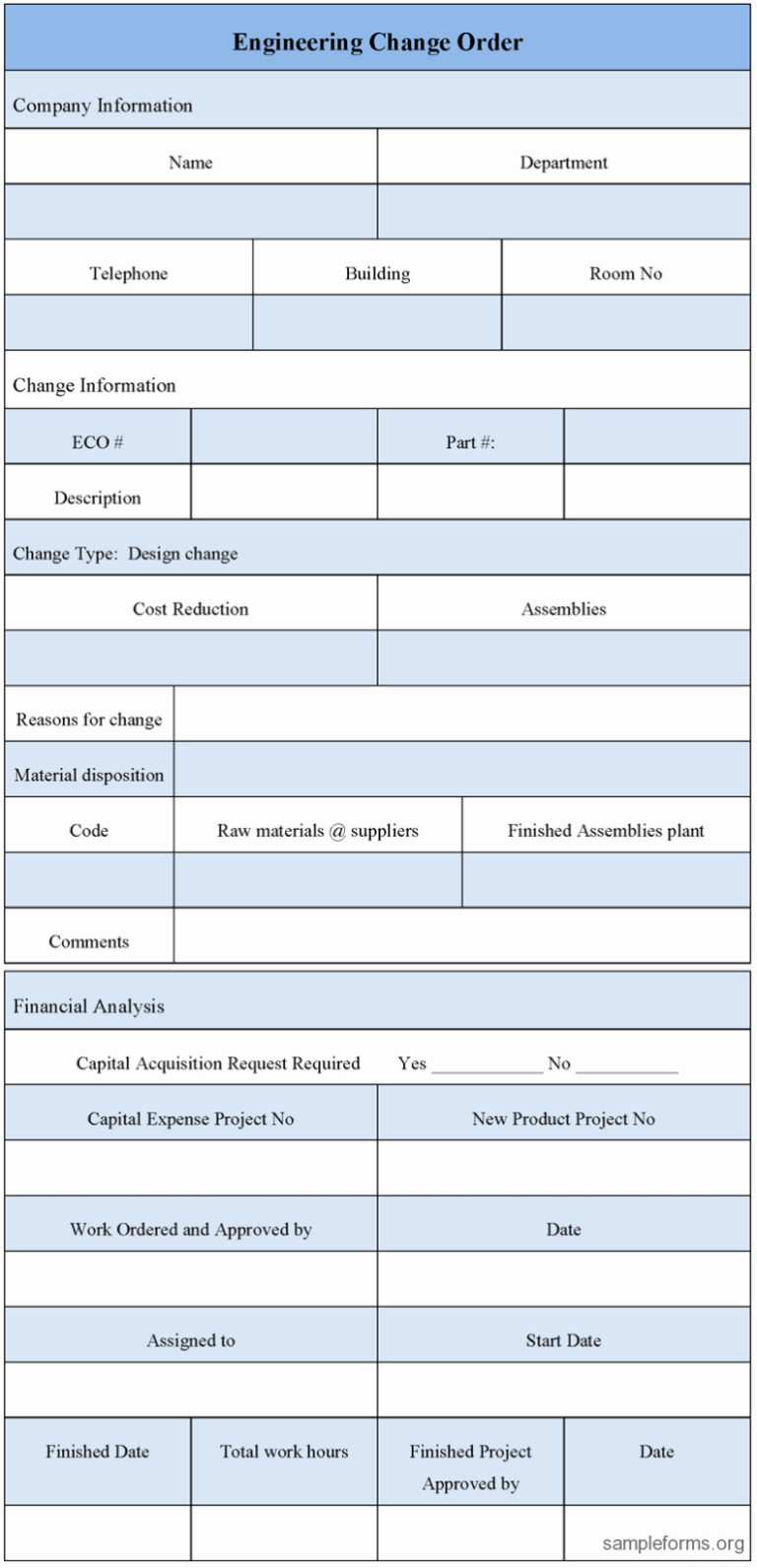 Engineering Change Order Form Template