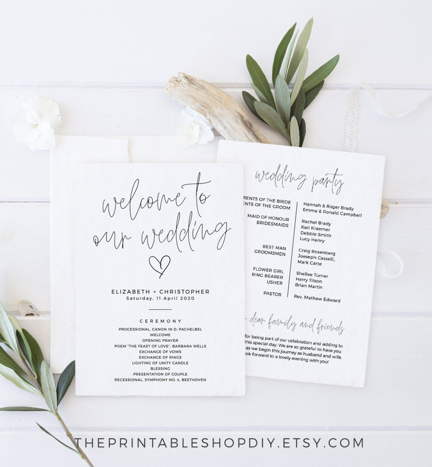 Wedding Church Order Of Service Template