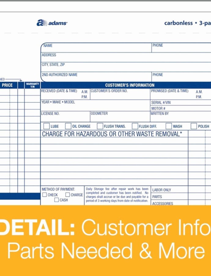 Motorcycle Repair Order Template