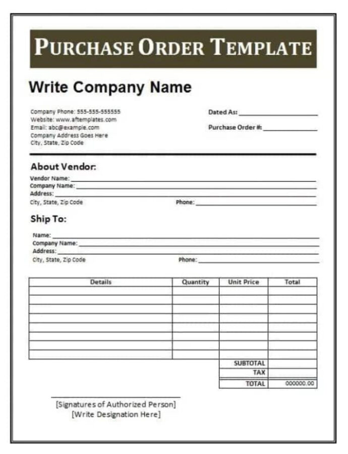 Car Repair Work Order Template