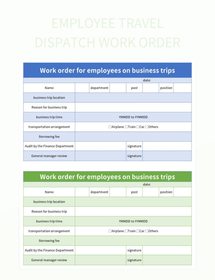 Interior Design Work Order Template