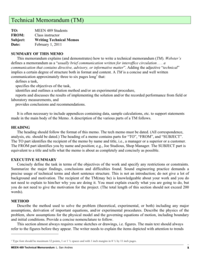 Staff Meeting Memo Template